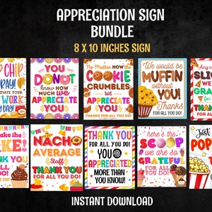 Appreciation Sign Printable Bundle for Staff Appreciation, Teacher ...