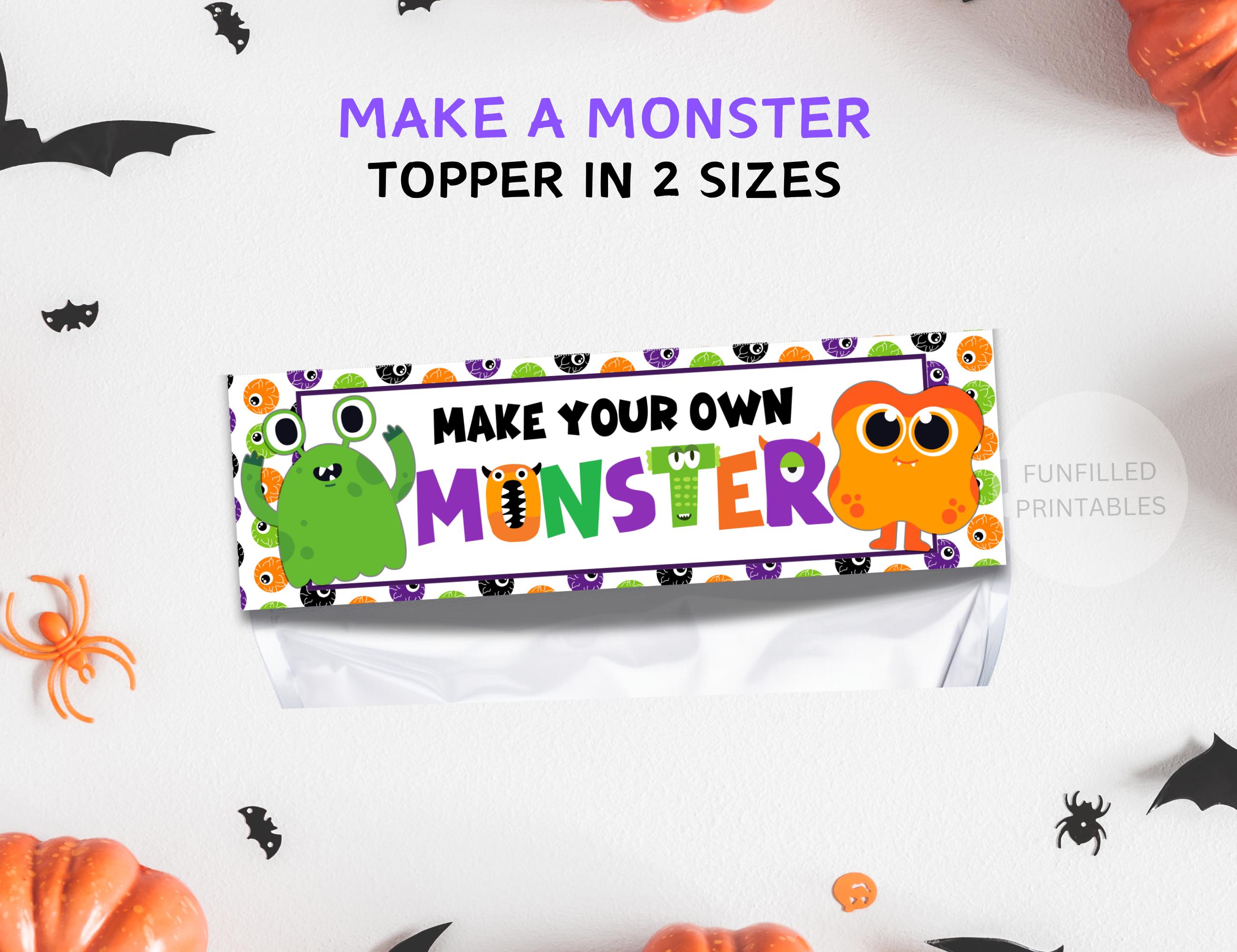 Halloween Make Your Own Monster Bag Topper Printable, Halloween Bag ...