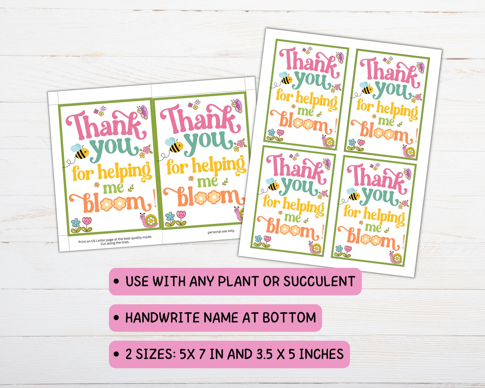 Thank You for Helping Me Bloom Tag Printable, Teacher Appreciation ...