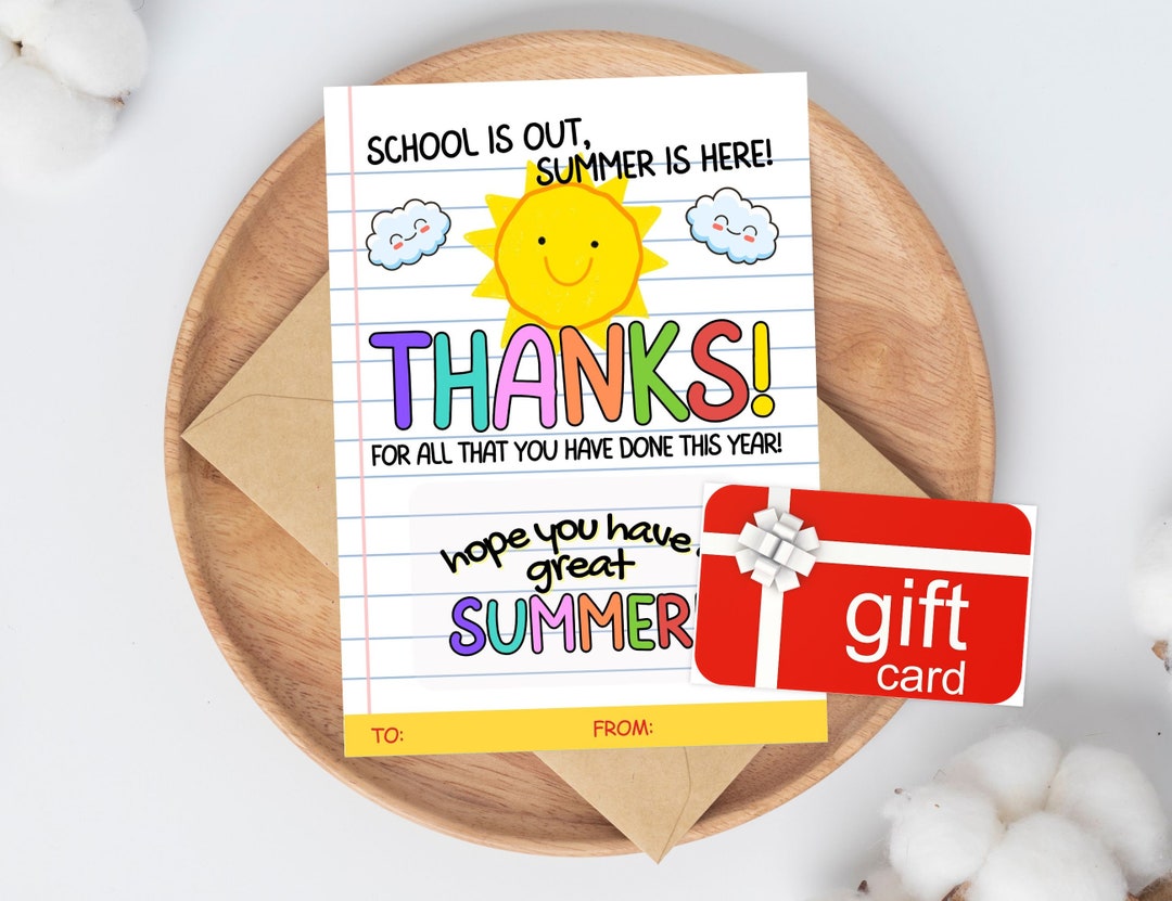 End of Year Teachers Gift Card Holder for Summer, End of School Teacher ...