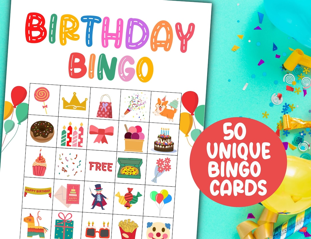 Birthday Bingo, Kids Birthday Party Game, Printable Bingo Game, Fun ...