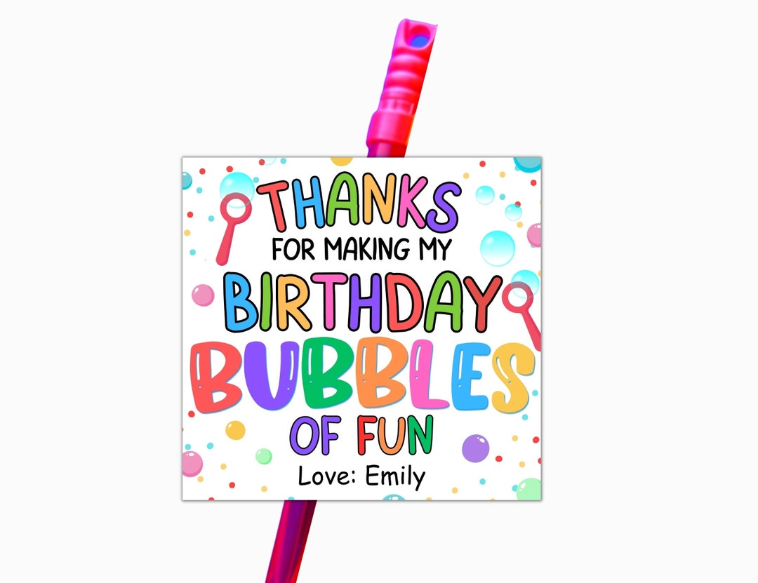 Bubbles of Fun Birthday Party Favors, Bubble Party Favors Tags, Bubble ...