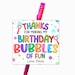 Bubbles of Fun Birthday Party Favors, Bubble Party Favors Tags, Bubble ...