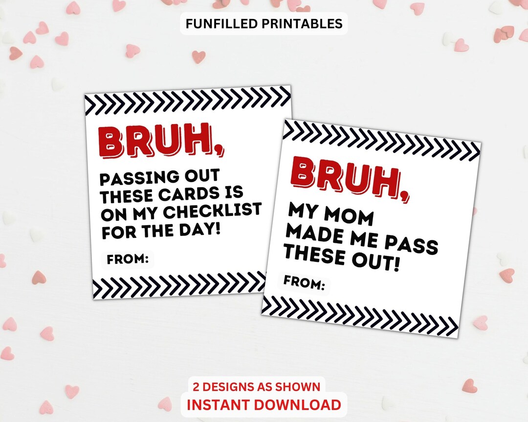 Bruh Boys Valentines Card, Funny Kids Slang Valentines Cards, Preteen ...