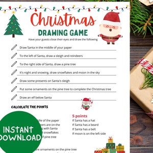 Christmas Drawing Game, Printable Christmas Game for Kids and Adult ...