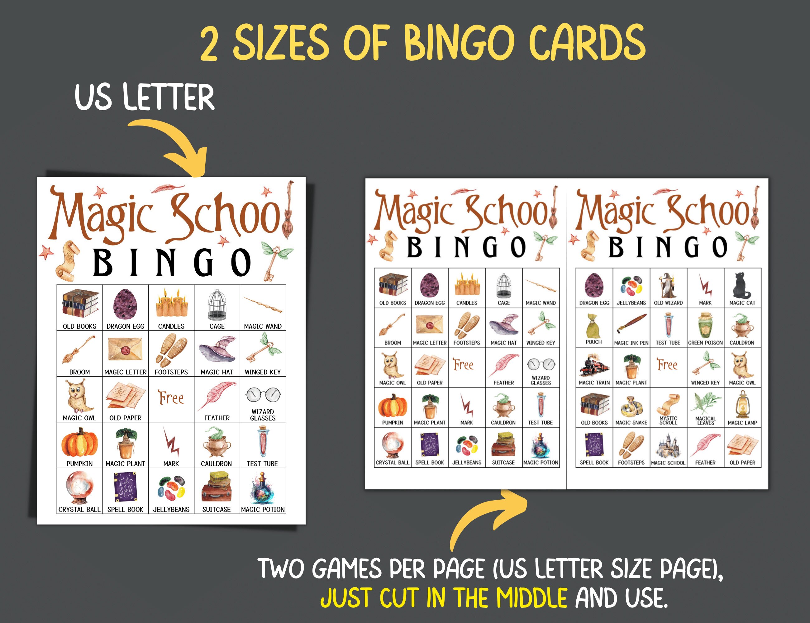 Magic School Bingo, Wizard Party Games, Halloween Party Games, Wizard ...