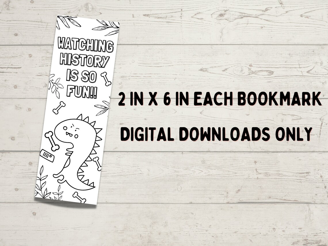 Dinosaur Bookmarks Printable Coloring Bookmarks Dinosaur - Etsy