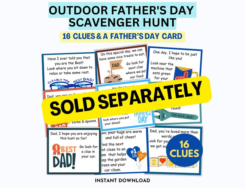 Fathers Day Scavenger Hunt Printable, Fathers Day Treasure Hunt for ...