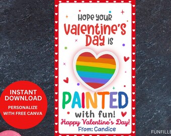 EDITABLE Valentines, You Color My World Valentines Day Kids Gift Tag ...