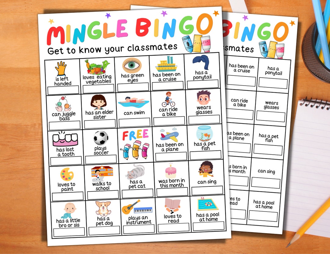 Back to School Bingo, Mix and Mingle Bingo, Get to Know You Icebreaker ...