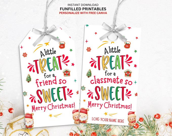 Kids Christmas Gift Tag, Christmas Treat Bag Tags for Classmates ...