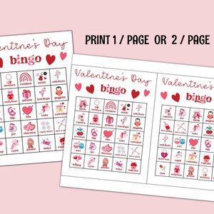 Valentines Day Bingo Game, 100 Printable Valentines Bingo Cards ...