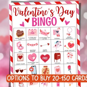 100 Valentines Bingo Cards, Printable Valentines Day Game for Kids ...