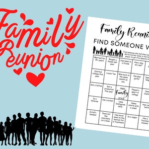 Family Reunion Bingo, Find Someone Who Family Reunion Game, Get to Know ...