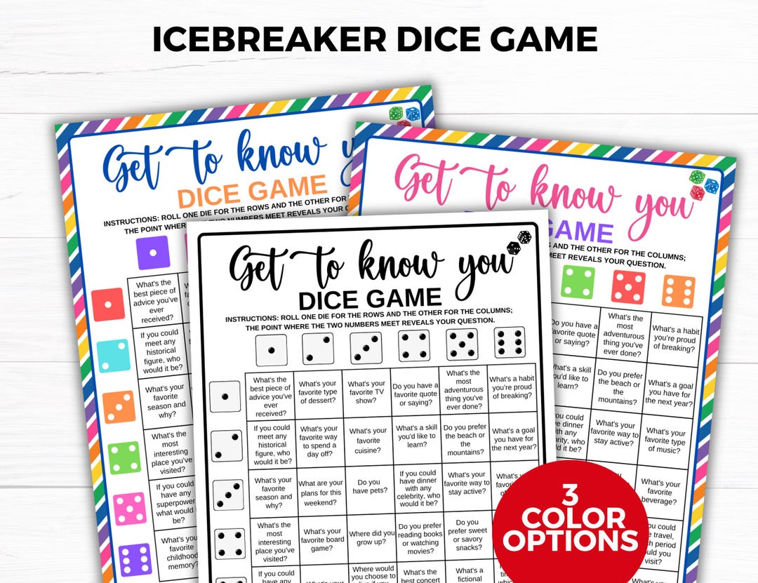 Icebreaker Game, Get to Know You, Team Building Game, Table Talk Dice ...