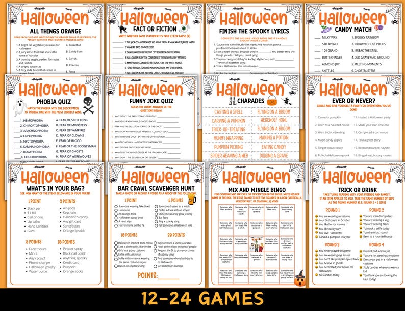 Halloween Game Bundle, Halloween Party Games for Kids Family Halloween ...