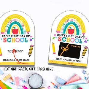First Day of School Teacher Gift Card Holder Printable, Back to School ...
