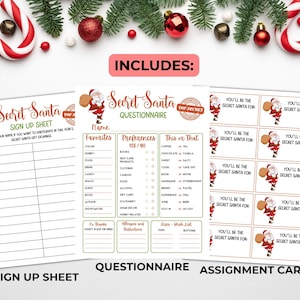 Secret Santa Questionnaire for Coworkers Teachers Staff, Printable ...