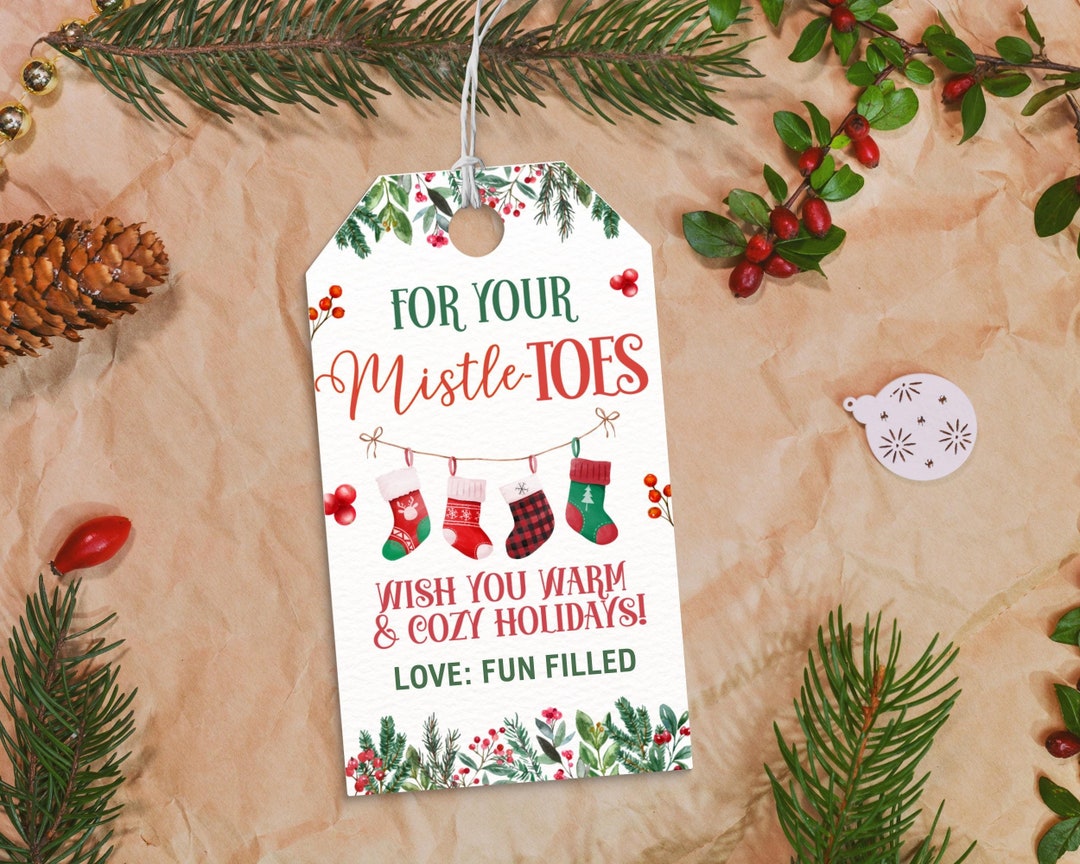 For Your Mistletoes Christmas Gift Tag, Printable Christmas Sock Gift ...