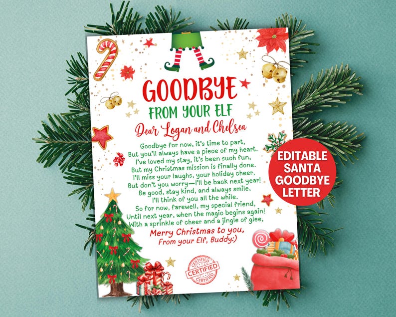 Elf Goodbye Letter, Editable Elf Departure Letter, Christmas Elf ...