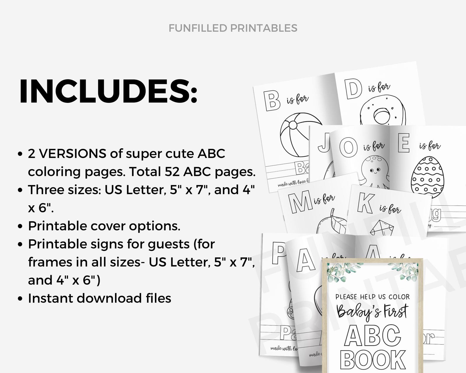 ABC Baby Shower Coloring Book, Baby's First ABC Book, Baby Alphabet ...