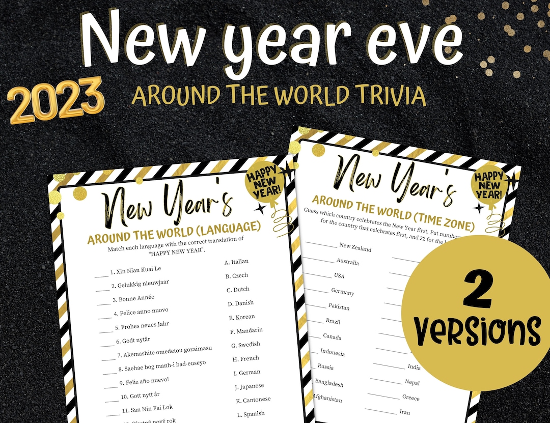 New Years Trivia Game New Years Eve Party Game New Years - Etsy