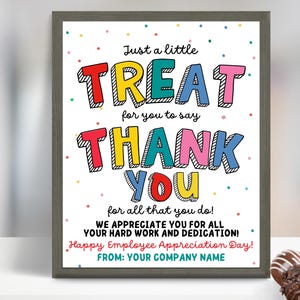 Employee Appreciation Day Sign, Team Thank You Sign, Staff Appreciation ...