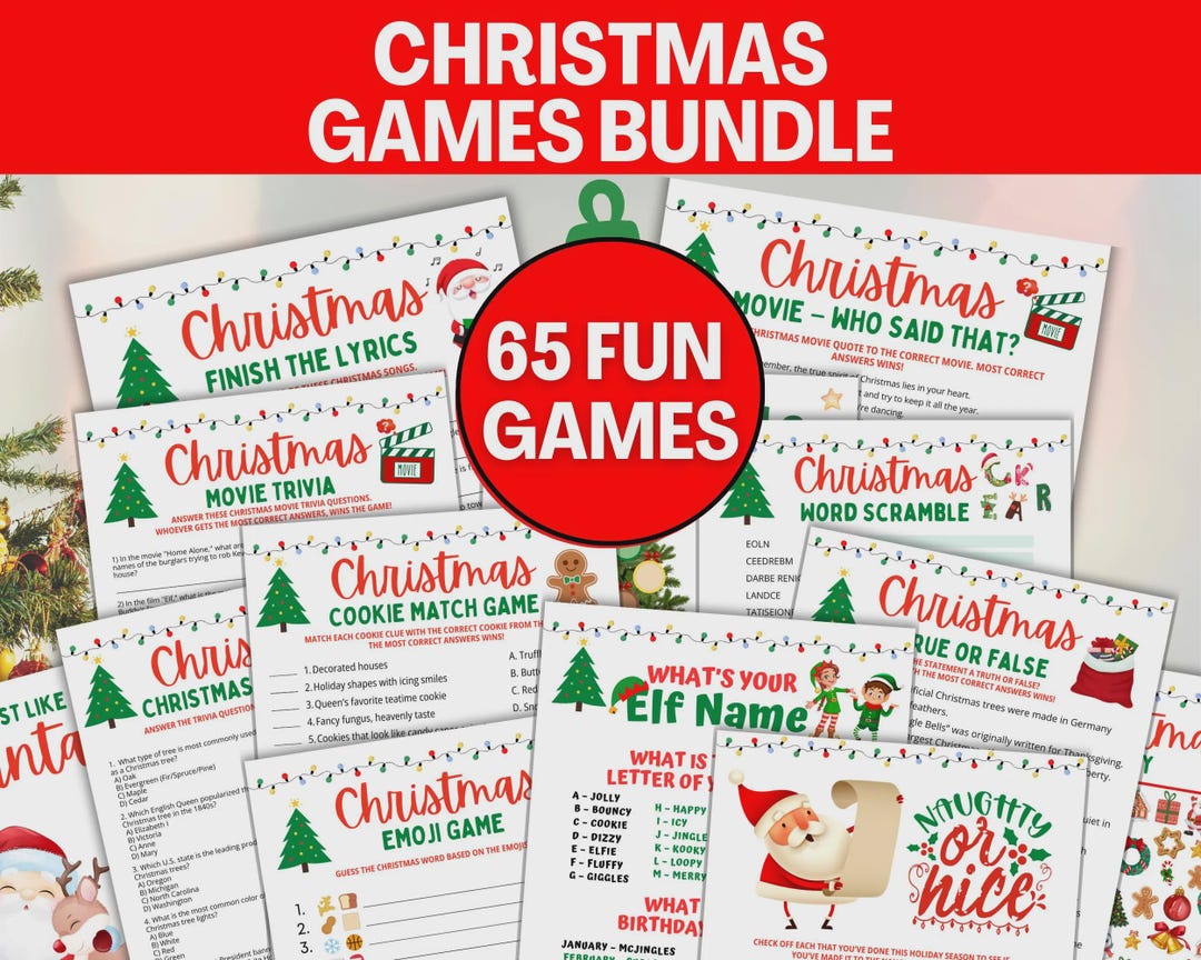 Family Christmas Games Bundle, Christmas Party Games, Printable ...