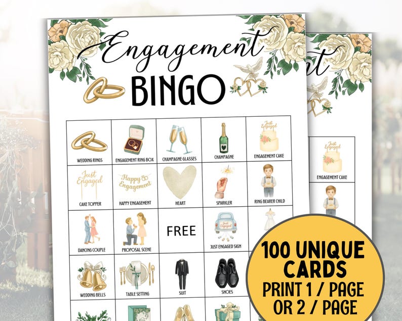 Engagement Bingo Game, Engagement Party Games, Engagement Games for ...