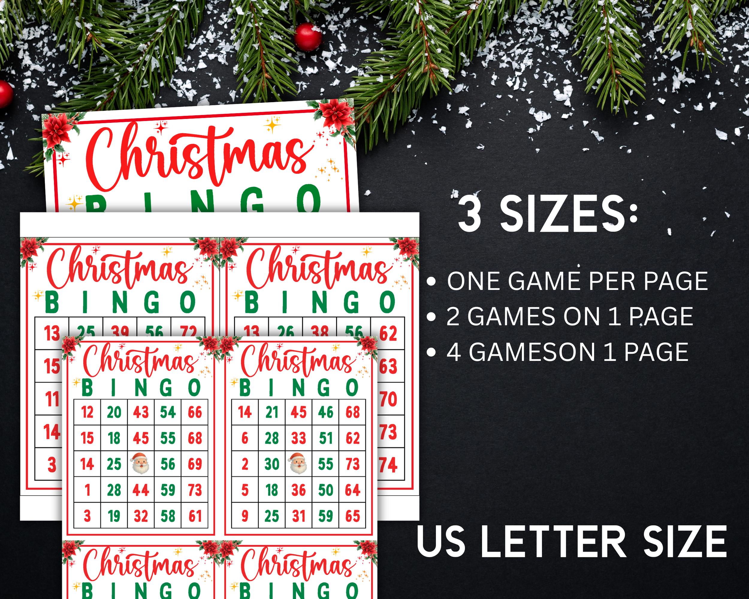 200 Christmas Bingo Cards, Printable Christmas Number Bingo for Adults ...