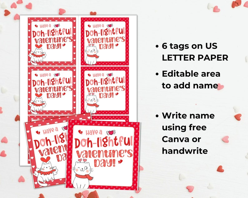 Kids Play Doh Valentines Tag Printable, Valentines Play Dough Gift ...