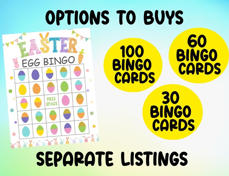 Easter Egg Bingo 60 Easter Bingo Cards Easter Party Games - Etsy