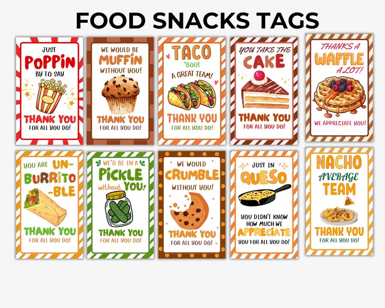 Appreciation Tags, Employee Food Tags, Teacher Staff Appreciation Tag ...