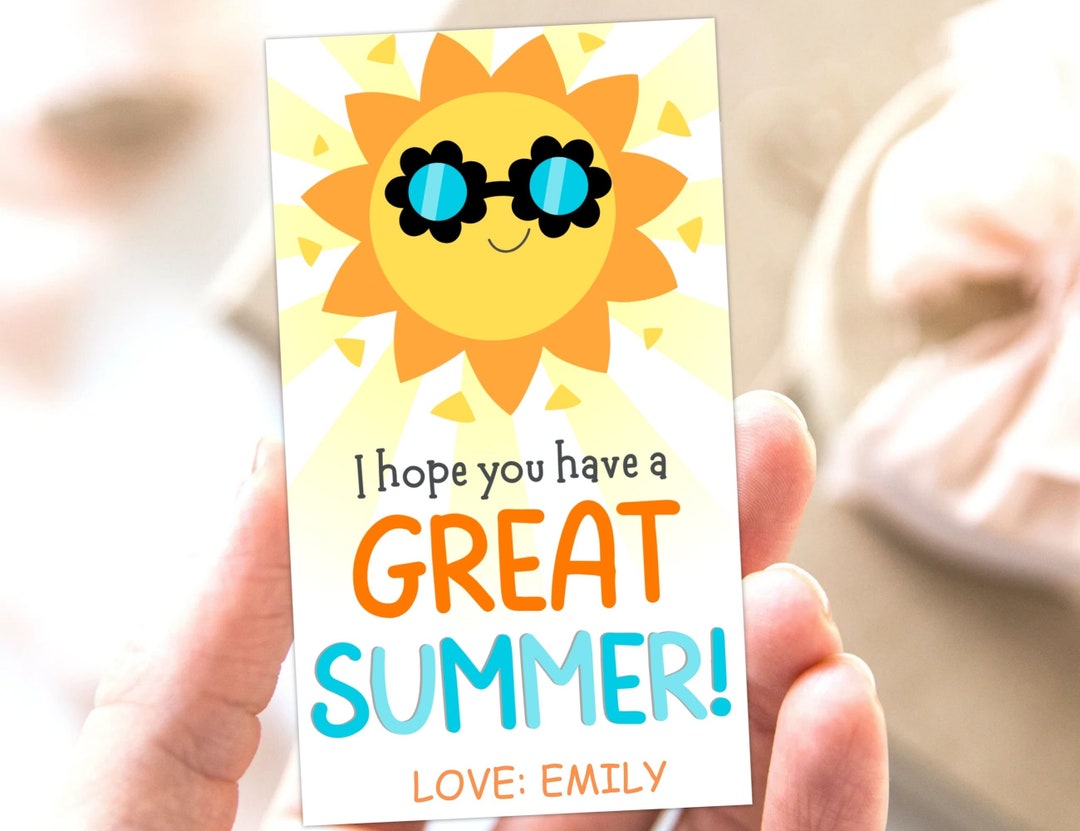 End of School Year Tag, Happy Face Sun Gift Tag, Last Day of School ...