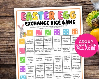 Easter Egg Dice Game, Printable Easter Dice Game, Easter Egg Exchange ...