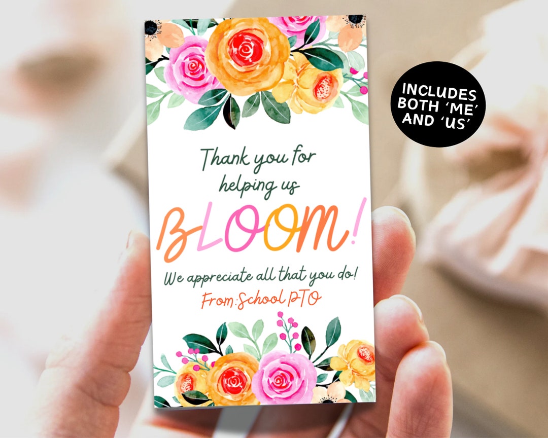 Floral Thank You for Helping Us Bloom Tag, Teacher Appreciation Bloom ...
