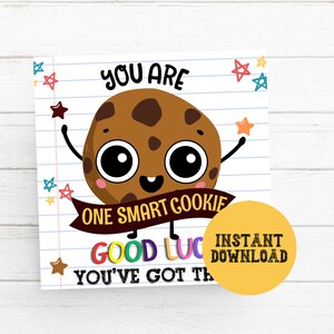 One Smart Cookie Test Tag, Testing Day Printable, Good Luck Tag, Snack ...