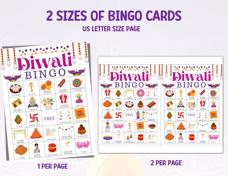 150 Diwali Bingo Cards, Diwali Bingo, Diwali Game, Printable Diwali ...