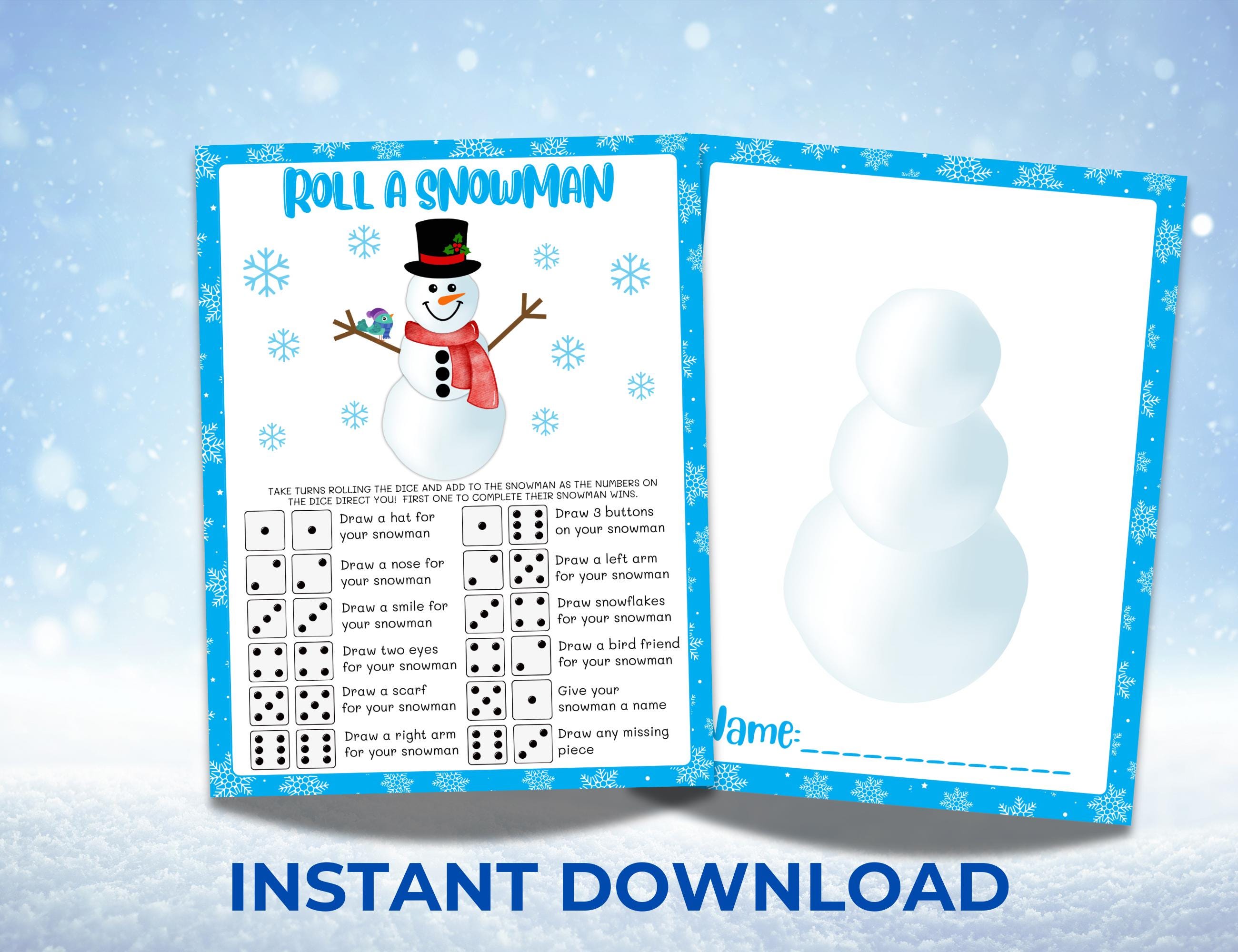 Roll A Snowman Printable Christmas Game for Kids, Christmas Party Game ...