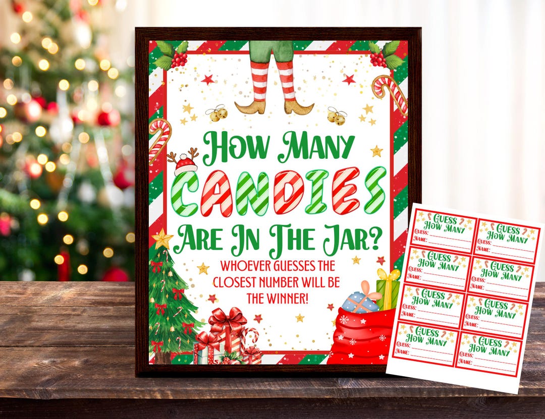 Christmas Candy Guessing Game Printable, Guess How Many Candies in A ...
