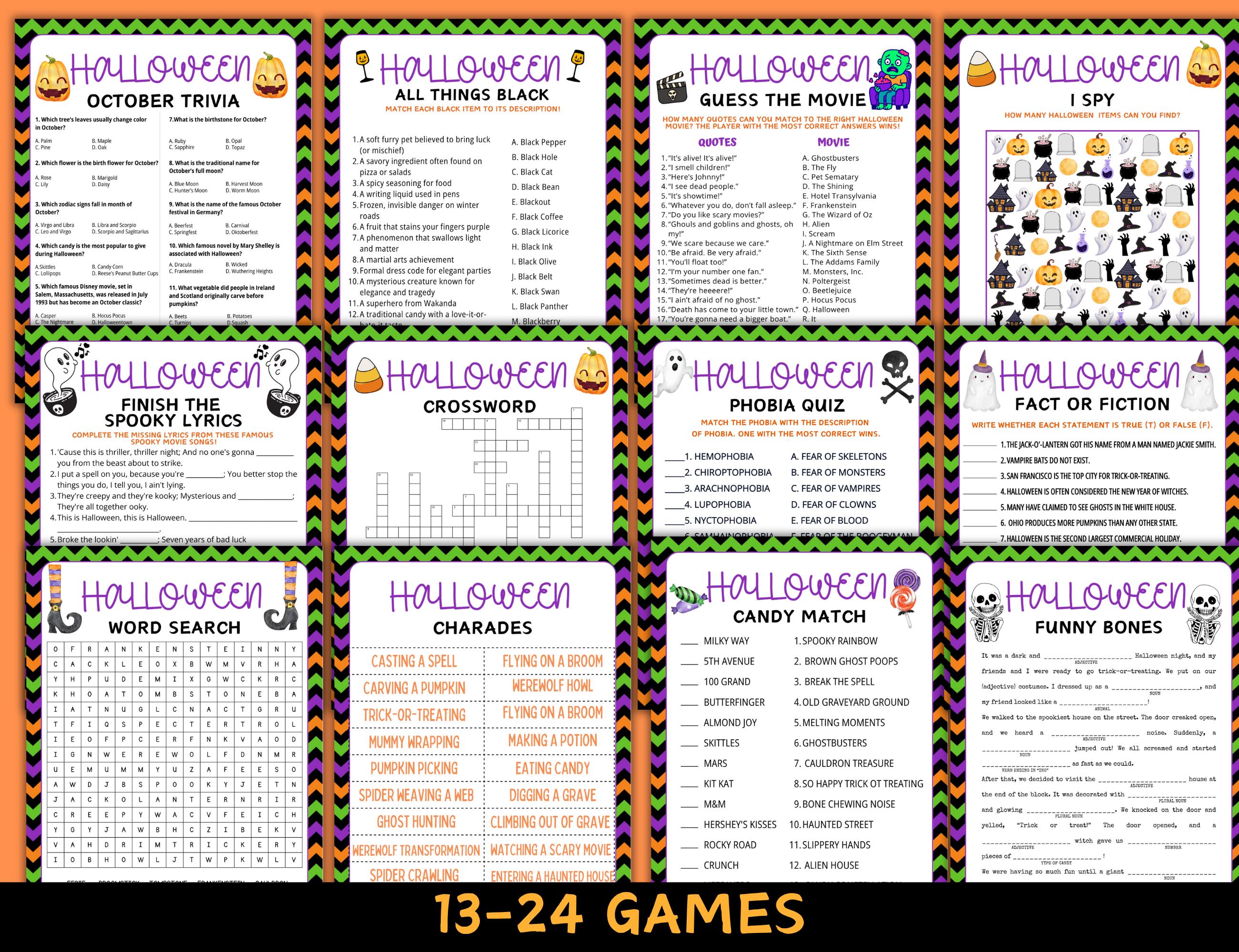 Halloween Games Bundle Printable Halloween Party Games, Fun Halloween ...