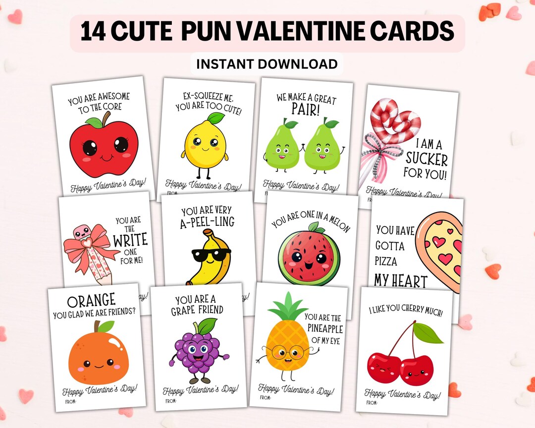 Valentine's Pun Cards, Printable Pun Valentine's Day Cards, Kids ...