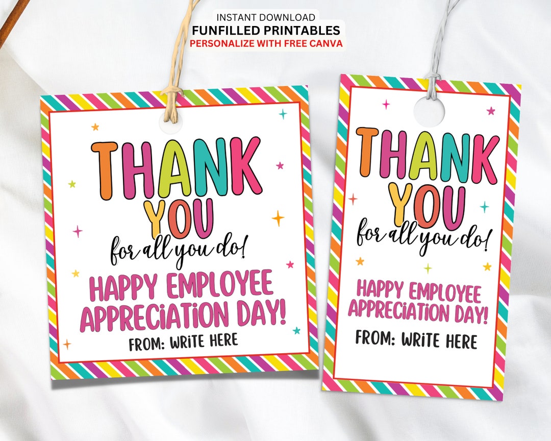 Employee Appreciation Tags, Happy Employee Appreciation Day Gift Tag ...