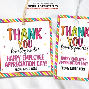 Employee Appreciation Tags, Happy Employee Appreciation Day Gift Tag ...