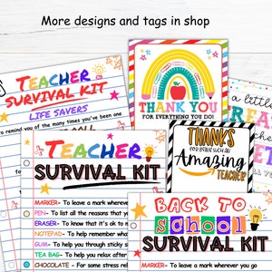 Back to School Teacher Survival Kit Gift Tag, First Day of School Tag ...