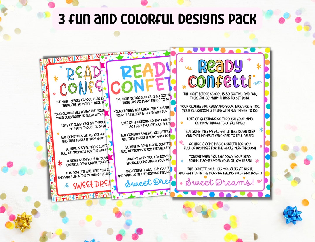 Ready Confetti Printable, Back to School Gift for Students ...
