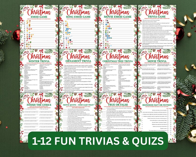 Family Christmas Games Bundle Printable Christmas Party Games Adults ...