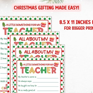 Teacher Christmas Gifts, Printable Teacher Christmas Card, Teacher ...