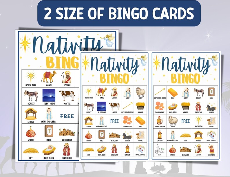 Nativity Bingo, Christmas Nativity Bingo, Printable Nativity Game ...