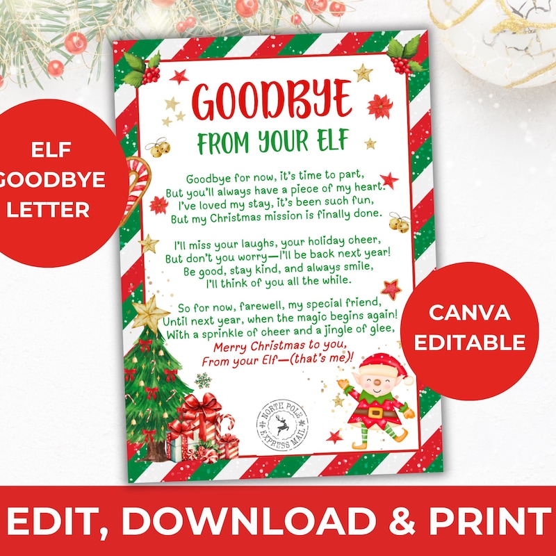 Elf Goodbye Letter Play - Etsy UK